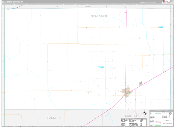 Deaf Smith County, TX Wall Map Premium Style by MarketMAPS - MapSales
