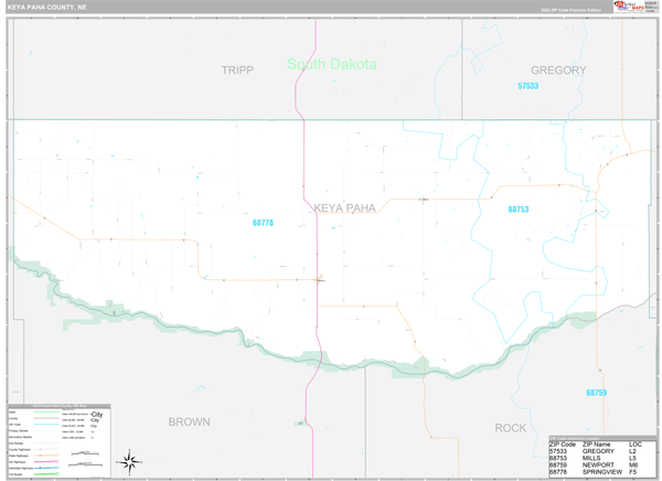 Keya Paha County, NE Wall Map Premium Style by MarketMAPS - MapSales