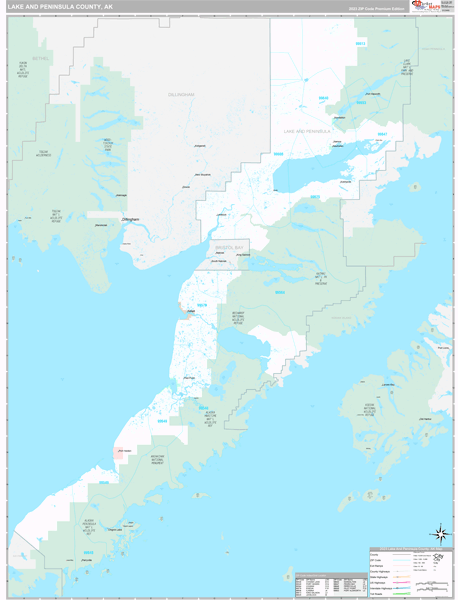 Lake and Peninsula County, AK Wall Map Premium Style by MarketMAPS ...