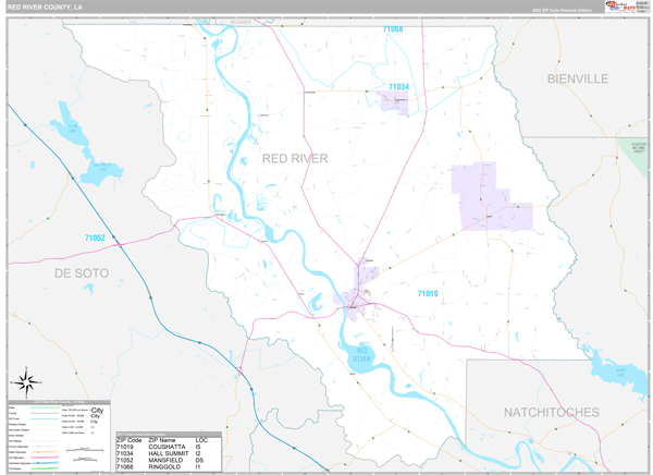 Red River Parish (County) Wall Map - Premium - MarketMAPS