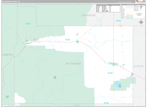 Rio Grande County, CO Wall Map Premium Style by MarketMAPS - MapSales