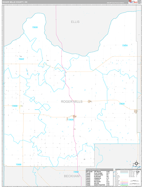 Roger Mills County, OK Wall Map Premium Style by MarketMAPS - MapSales