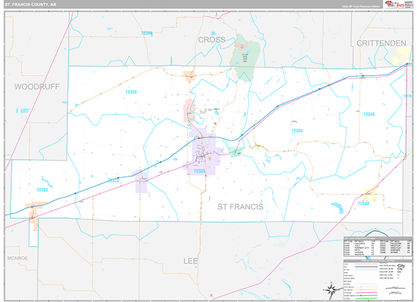 St. Francis County, AR Carrier Route Wall Map Premium Style by ...