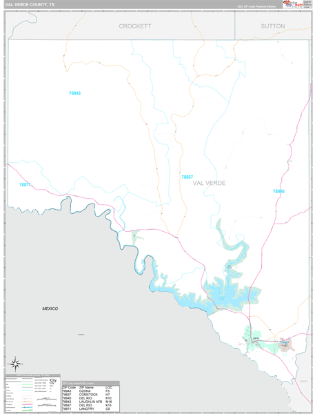 Val Verde County Wall Map - Premium - MarketMAPS