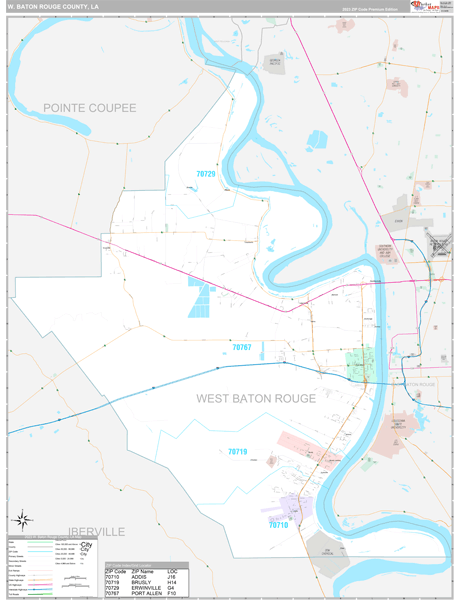 West Baton Rouge Parish (County) Wall Map - Premium - MarketMAPS
