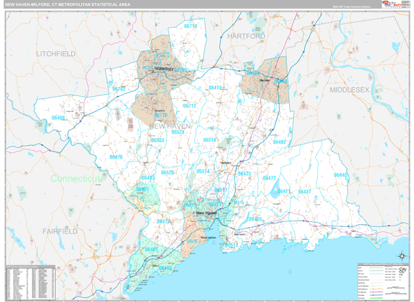 Maps of New Haven-Milford Metro Area Connecticut - marketmaps.com