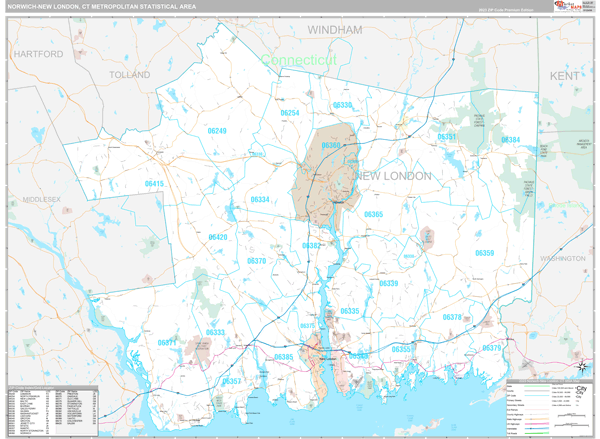 Maps of Norwich-New London Metro Area Connecticut - marketmaps.com