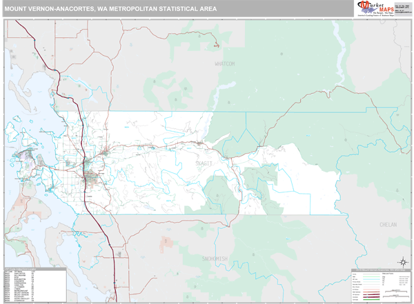 Mount Vernon-Anacortes, WA Metro Area Wall Map Premium Style by ...