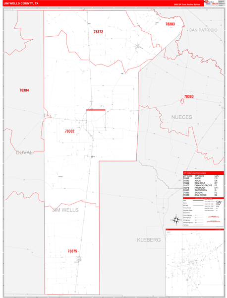Wall Maps of Jim Wells County Texas - marketmaps.com
