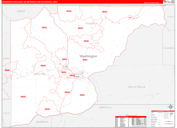 Wall Maps of Kennewick-Richland Metro Area Washington - marketmaps.com
