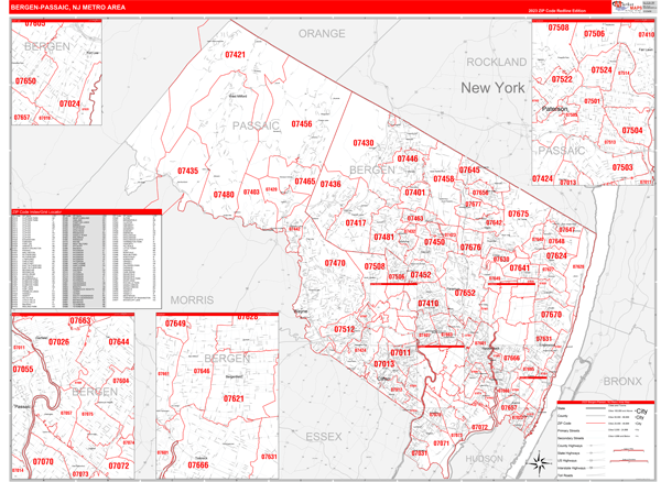 Maps of Bergen-Passaic Metro Area New Jersey - marketmaps.com