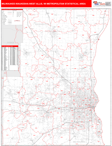 Maps of Milwaukee-Waukesha-West Allis Metro Area Wisconsin